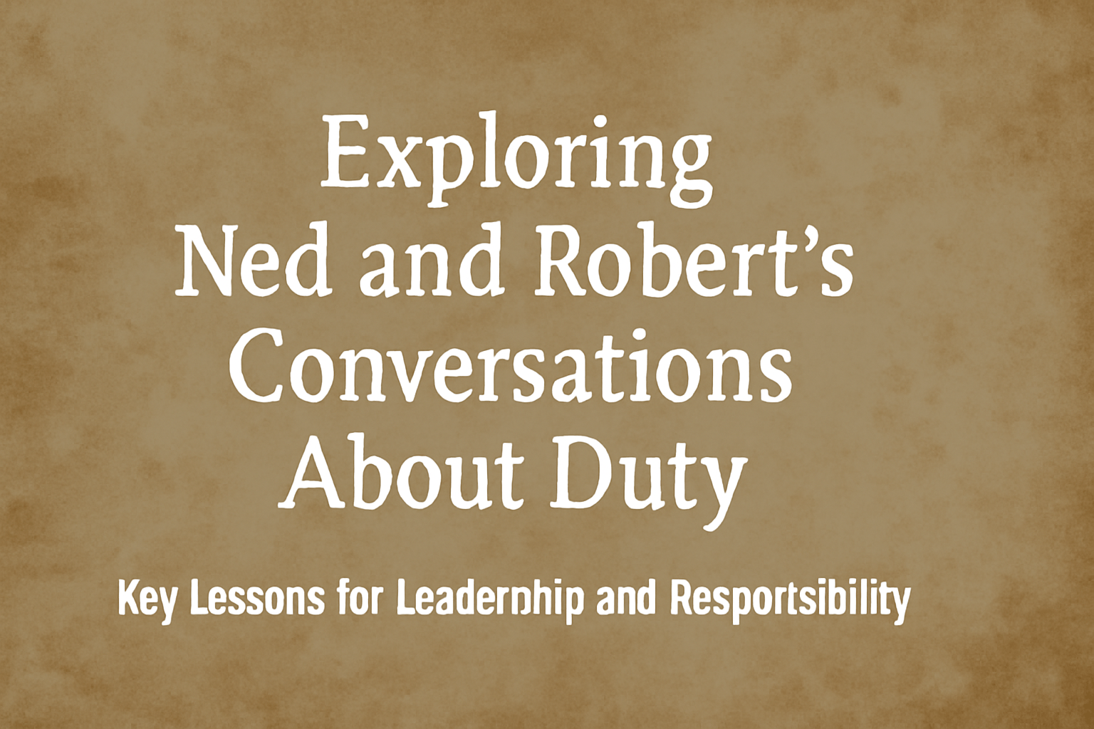 Ned and Robert’s Conversations About Duty: Leadership Lessons